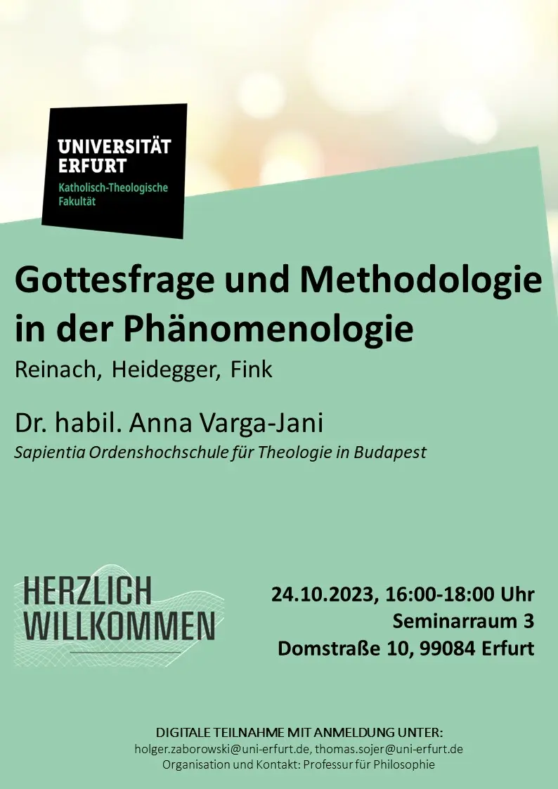 Vortrag: "Gottesfrage und Methodologie in der Phänomenologie – Reinach ...