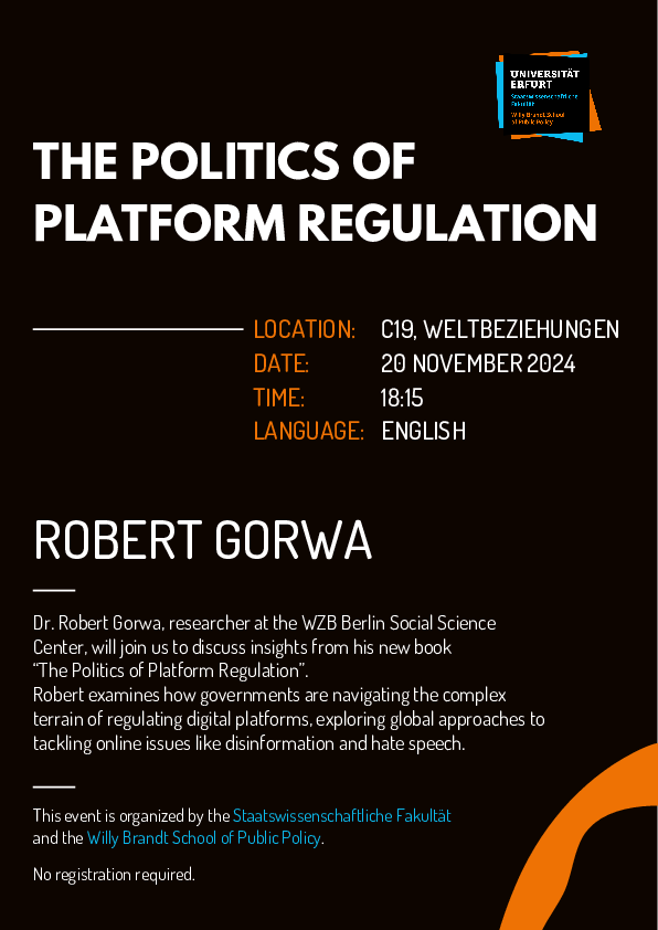The Politics of Platform Regulation - 20 Nov. 2024